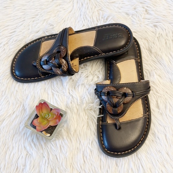 Born | Shoes | Born Brown Leather Woven Hardware Embellished Sandals ...